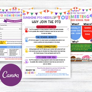 Editable PTO Flyer Bundle, Printable School PTO Information Forms ...