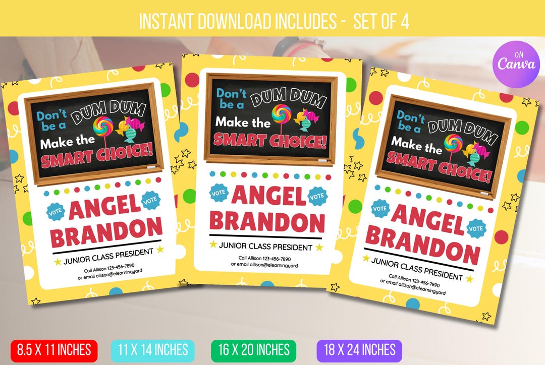 EDITABLE Presidential Campaign Poster, Smartie Student Poster, Class ...