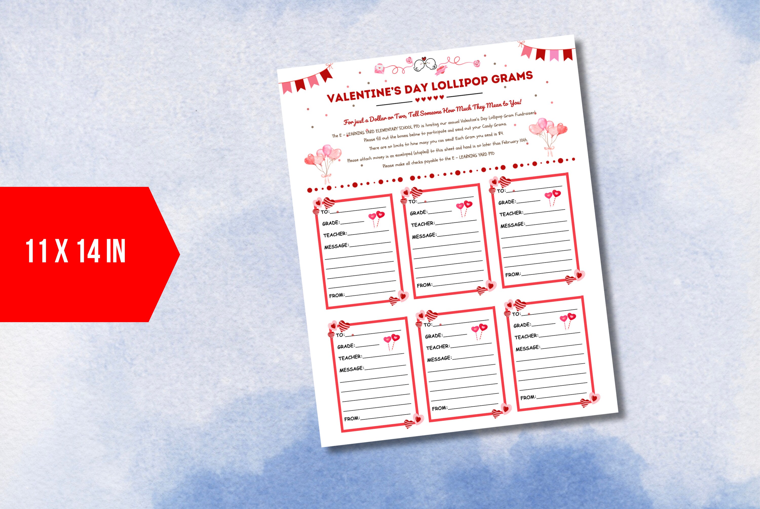 EDITABLE Valentines Day Lollipop Gram Fundraiser Flyer - Etsy