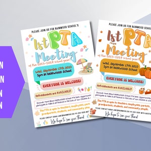 EDITABLE PTA Meeting Full Season Package Flyer, School Information ...