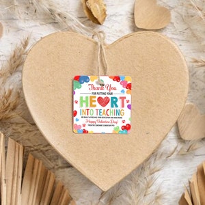 Teacher Valentine's Day Thank You Gift Tags, Gift Classroom School ...