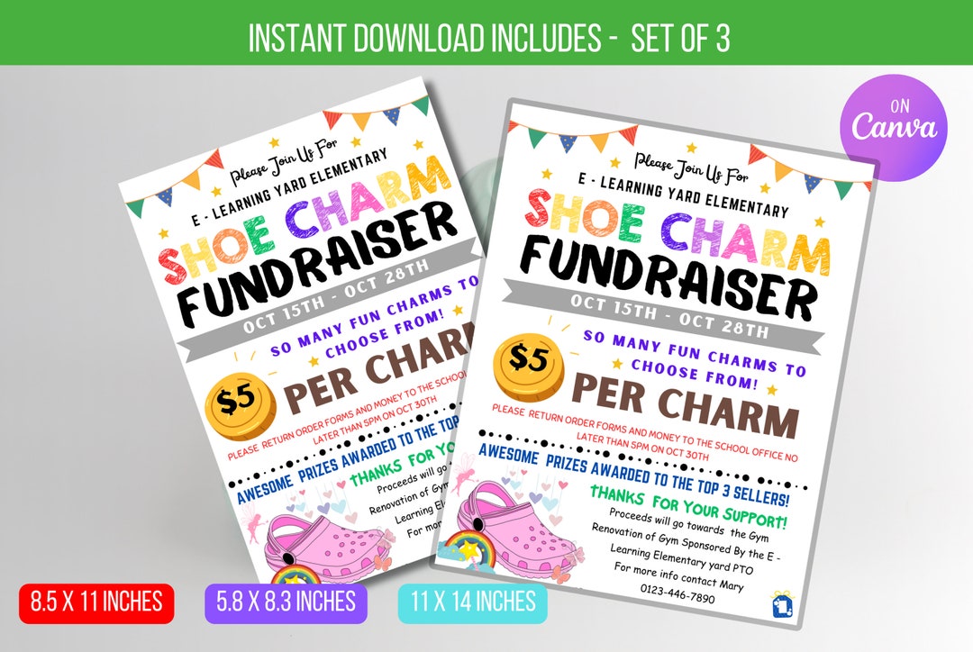 EDITABLE Shoe Charm Fundraiser Flyer, Printable Shoe Sale Flyer ...