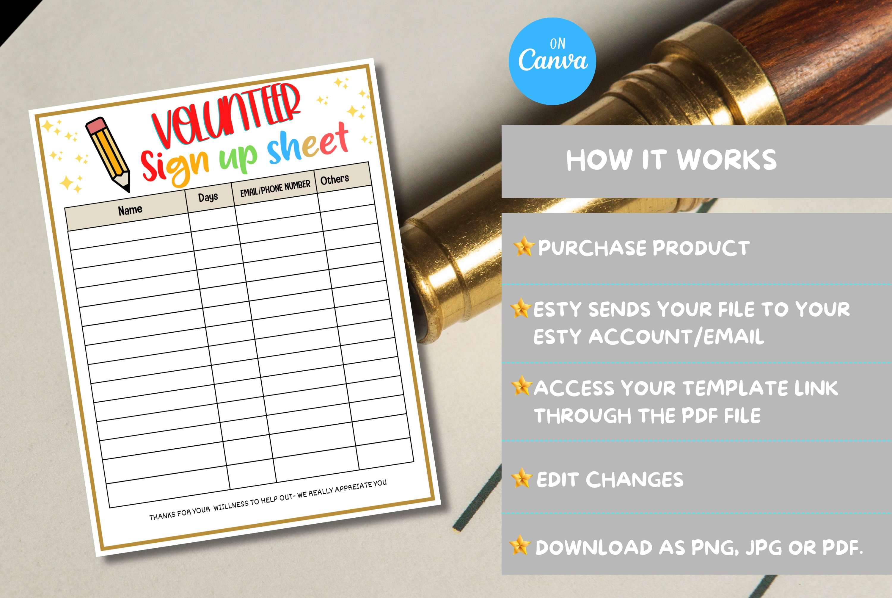 Teacher Volunteer Printable School Pto Pta Sign up Sheet - Etsy