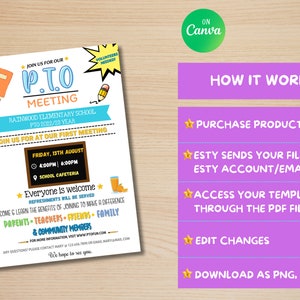 EDITABLE PTO PTA Meeting Handout Flyer School Information - Etsy