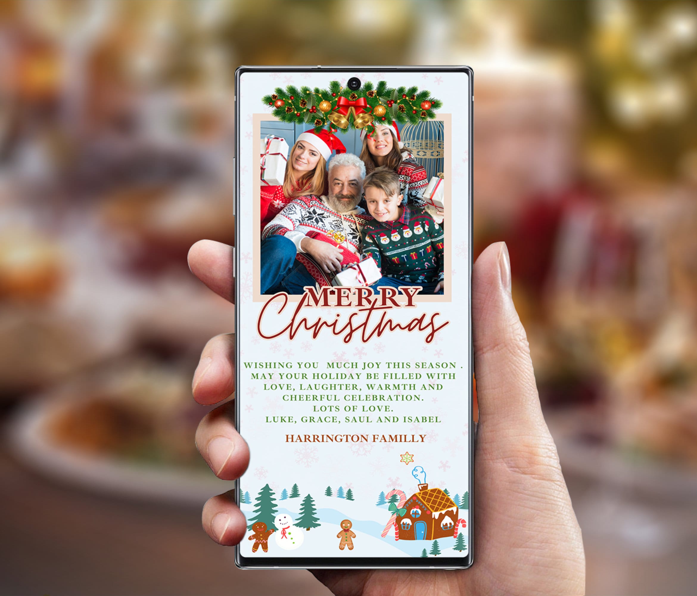 EDITABLE Electronic Christmas Cards With Photo, Holiday Ecard, Digital ...