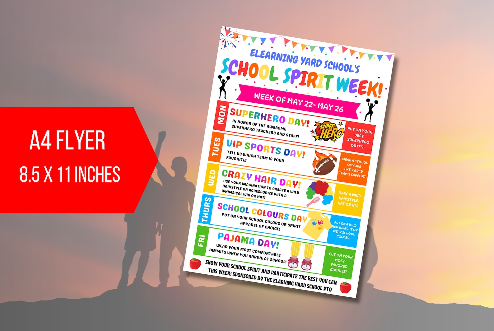 EDITABLE School Spirit Week Flyer, School Spirit Week Poster, Spirit ...