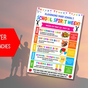 EDITABLE School Spirit Week Flyer, School Spirit Week Poster, Spirit ...