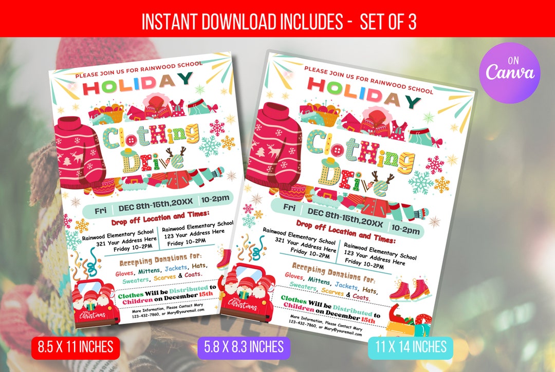 EDITABLE Clothing Drive Flyer, Printable PTA PTO Flyer, School Church ... EDITABLE Clothing Drive Flyer, Printable PTA PTO Flyer, School Church ...