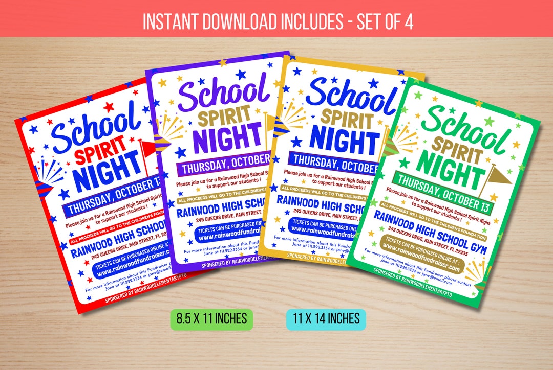 EDITABLE School Spirit Week, School Spirit Week Party, Spirt Night ...