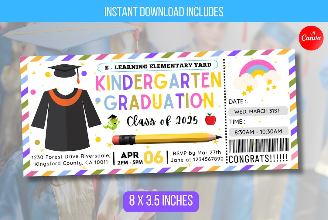 EDITABLE Pre School Graduation Ticket, Kindergarten Graduation, School ...