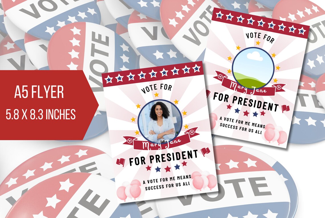 EDITABLE Presidential Campaign Poster, Class Campaign President, High ...