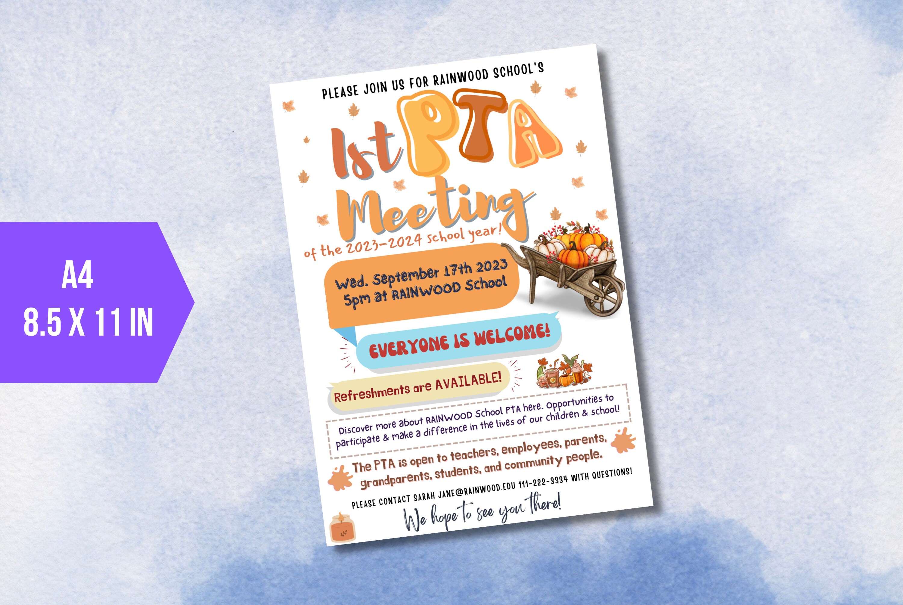 EDITABLE PTA Meeting Handout Flyer School Information Meeting - Etsy