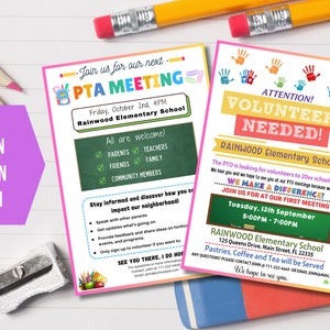 Editable PTO Flyer Bundle, Printable School PTO Information Forms ...