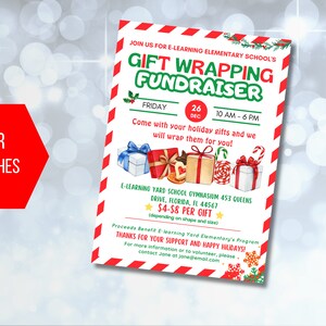 EDITABLE Christmas Gift Wrapping Fundraiser Flyer Template, Non-profit ...