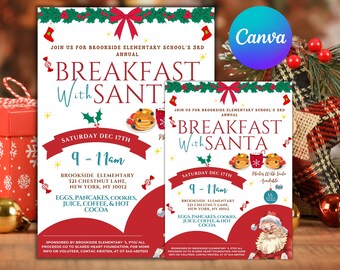 Breakfast With Santa Flyer Editable Template, Pancakes With Santa ...
