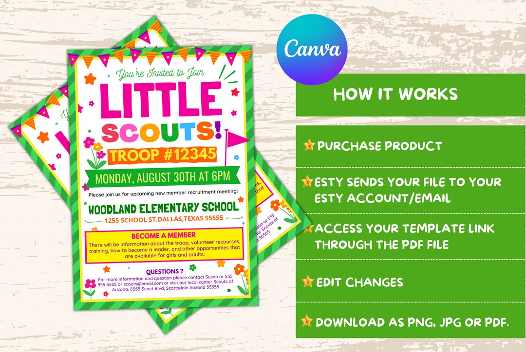 Scout Recruitment Flyer Troop Informational Meeting Invite School ...