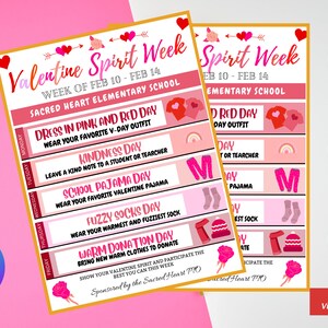 Valentines Spirit Week School Flyer. Festive Spirit Week PTO Flyer ...