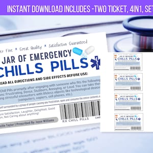EDITABLE Chill Pill Label, Funny Gag Gift Professional Office Gift ...