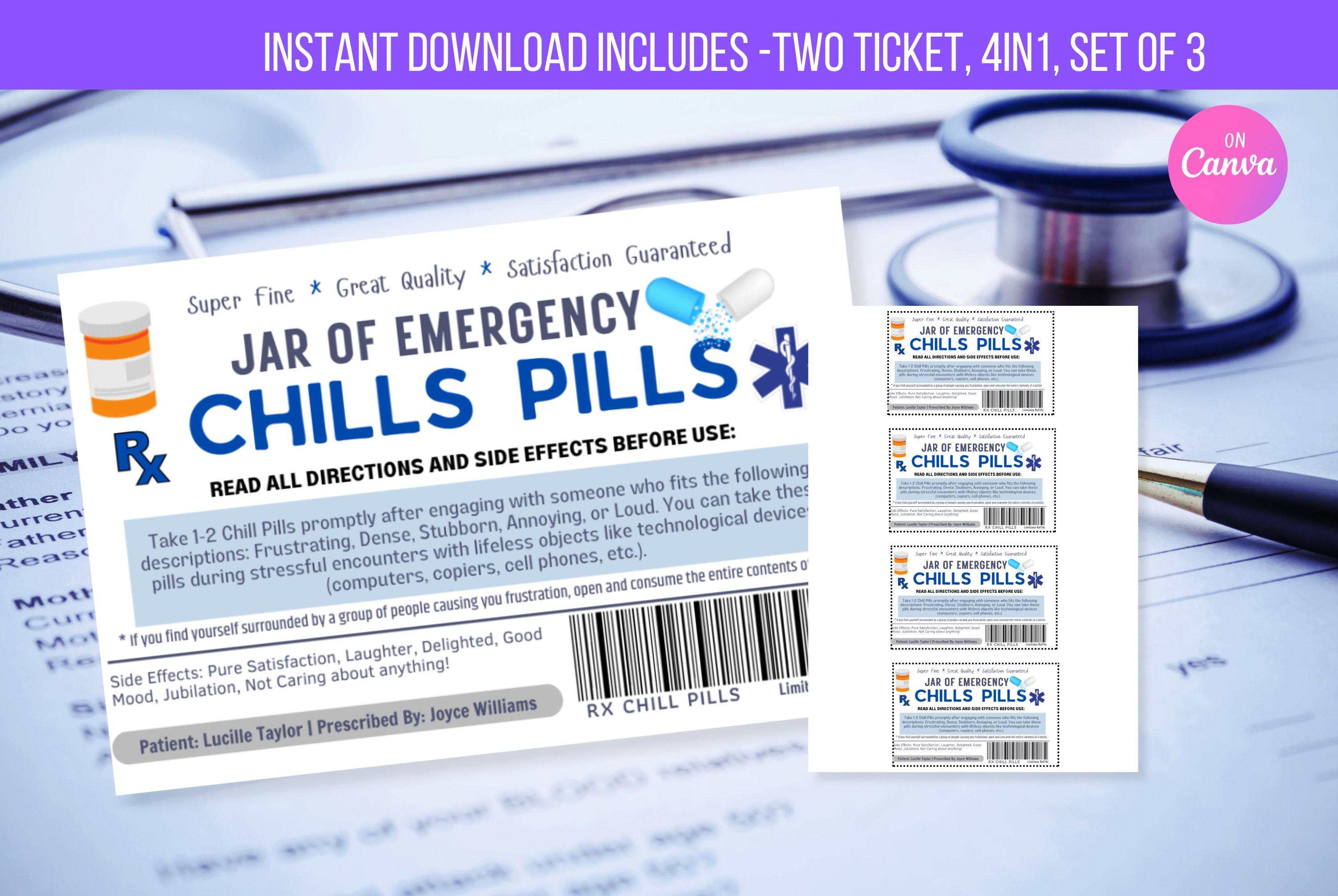 EDITABLE Chill Pill Label Funny Gag Gift Professional Office - Etsy