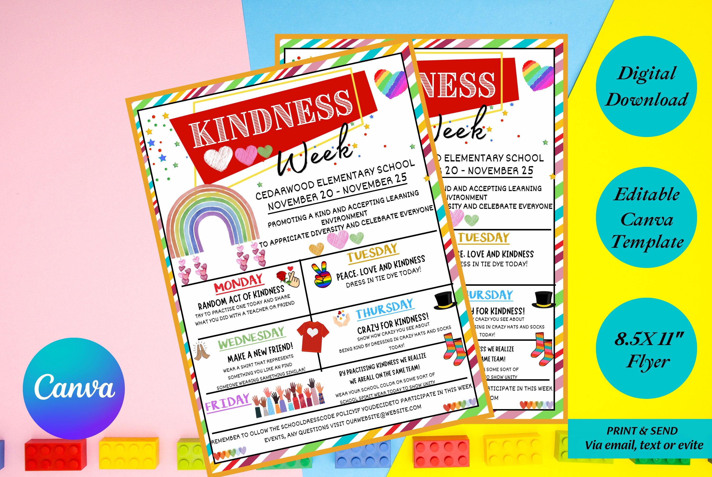 Kindness Week Itinerary Flyer Diversity Inclusion Printable - Etsy