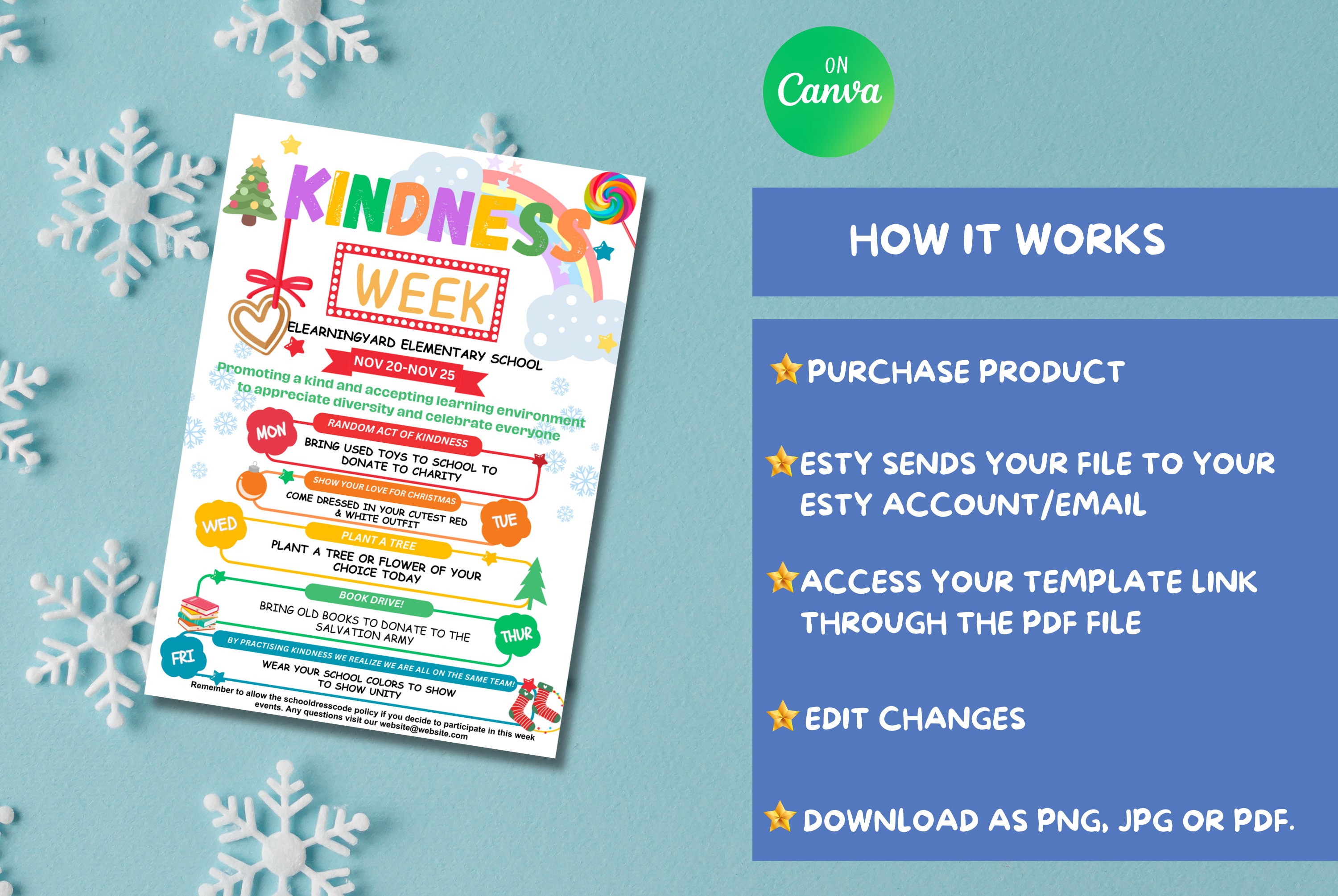 EDITABLE Kindness Week Itinerary Flyer Diversity Inclusion - Etsy