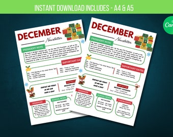 December Events Newsletter Flyer: Editable School PTO PTA Template - Etsy