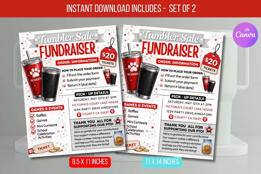 EDITABLE Tumbler Fundraiser Flyer, to Go Mug Sales Invitation, Product ...