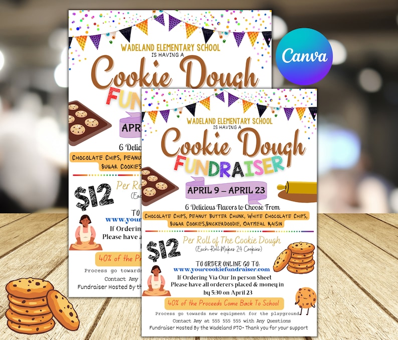 Cookie Dough Fundraiser Flyer, School PTA PTO Fundraising, Church ...