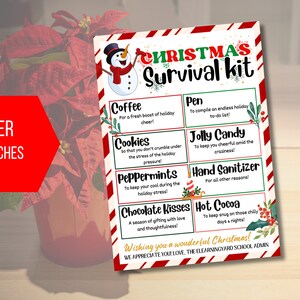 EDITABLE Christmas Survival Kit Template, Christmas Thank You Gift ...