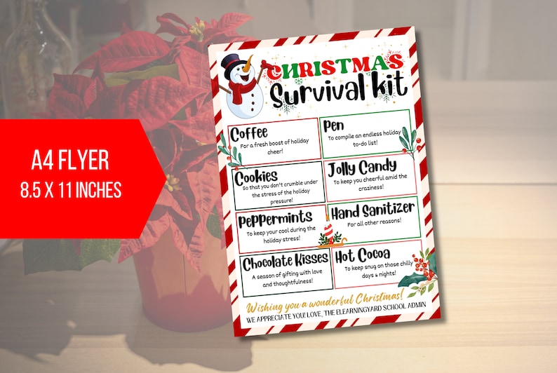 EDITABLE Christmas Survival Kit Template, Christmas Thank You Gift ...