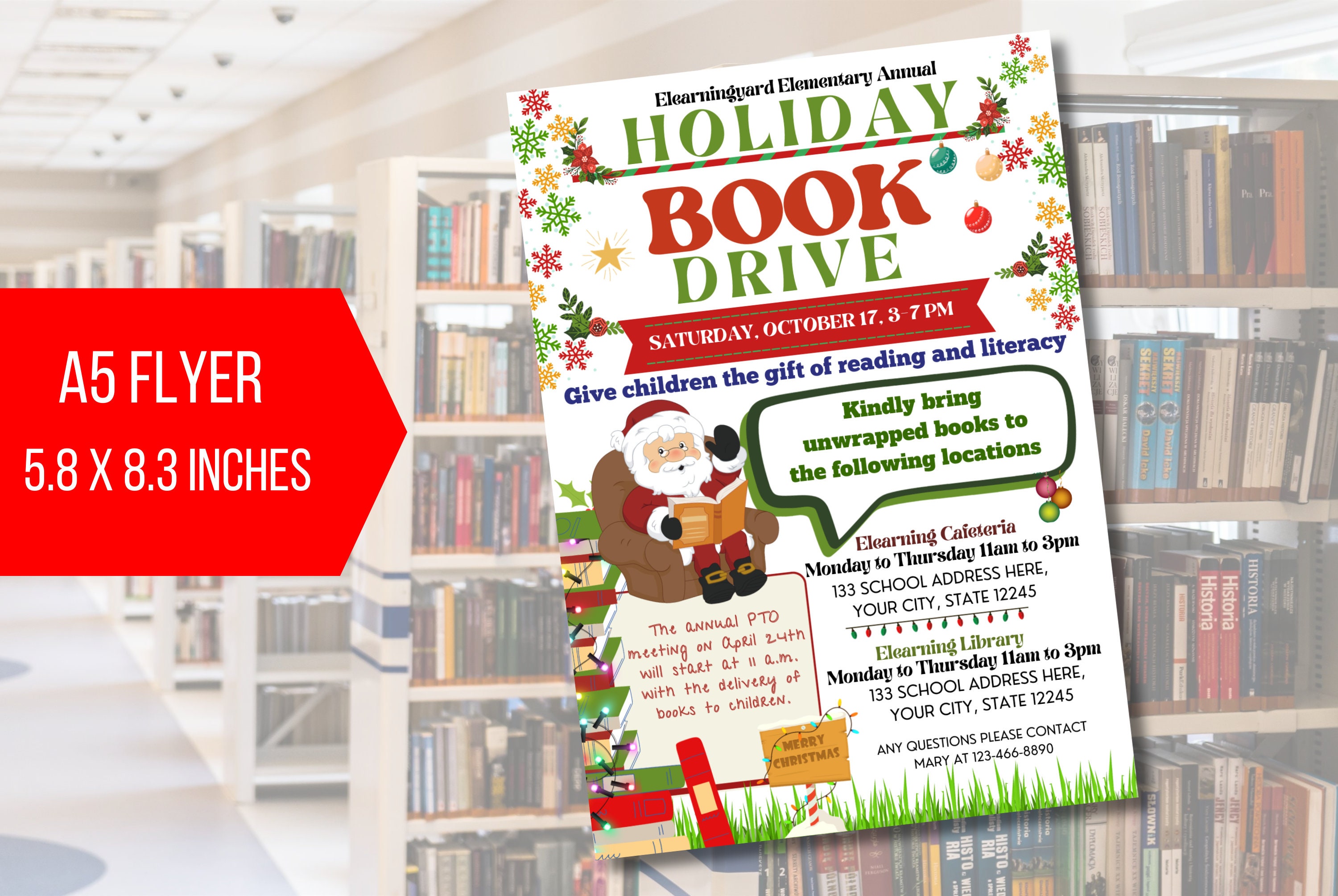 EDITABLE Holiday Book Fair Invitation Flyer School Holiday - Etsy