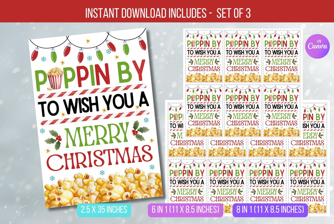 EDITABLE Merry Christmas Popping by Tag, Just Popping by to Wish You A ...