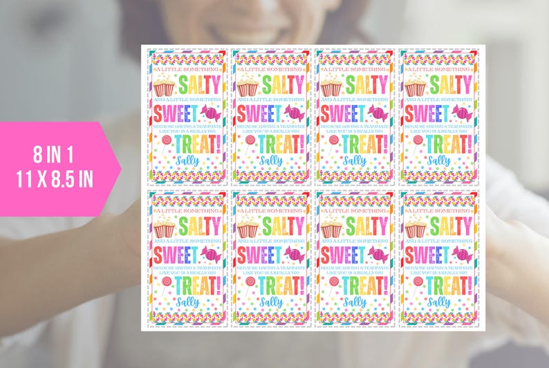 EDITABLE Salty Sweet Treat Gift Tag, Teacher Staff Employee ...