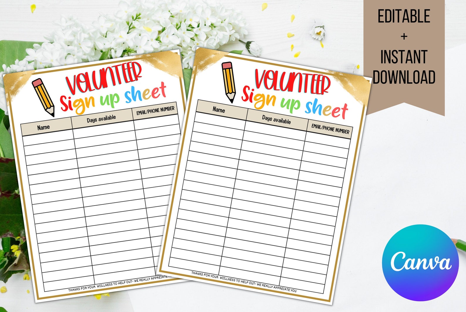 Teacher Volunteer Printable School Pto Pta Sign up Sheet - Etsy
