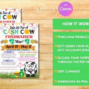 Printable Cash Cow Fundraiser Flyer, Dollar Wars, Editable Handout ...