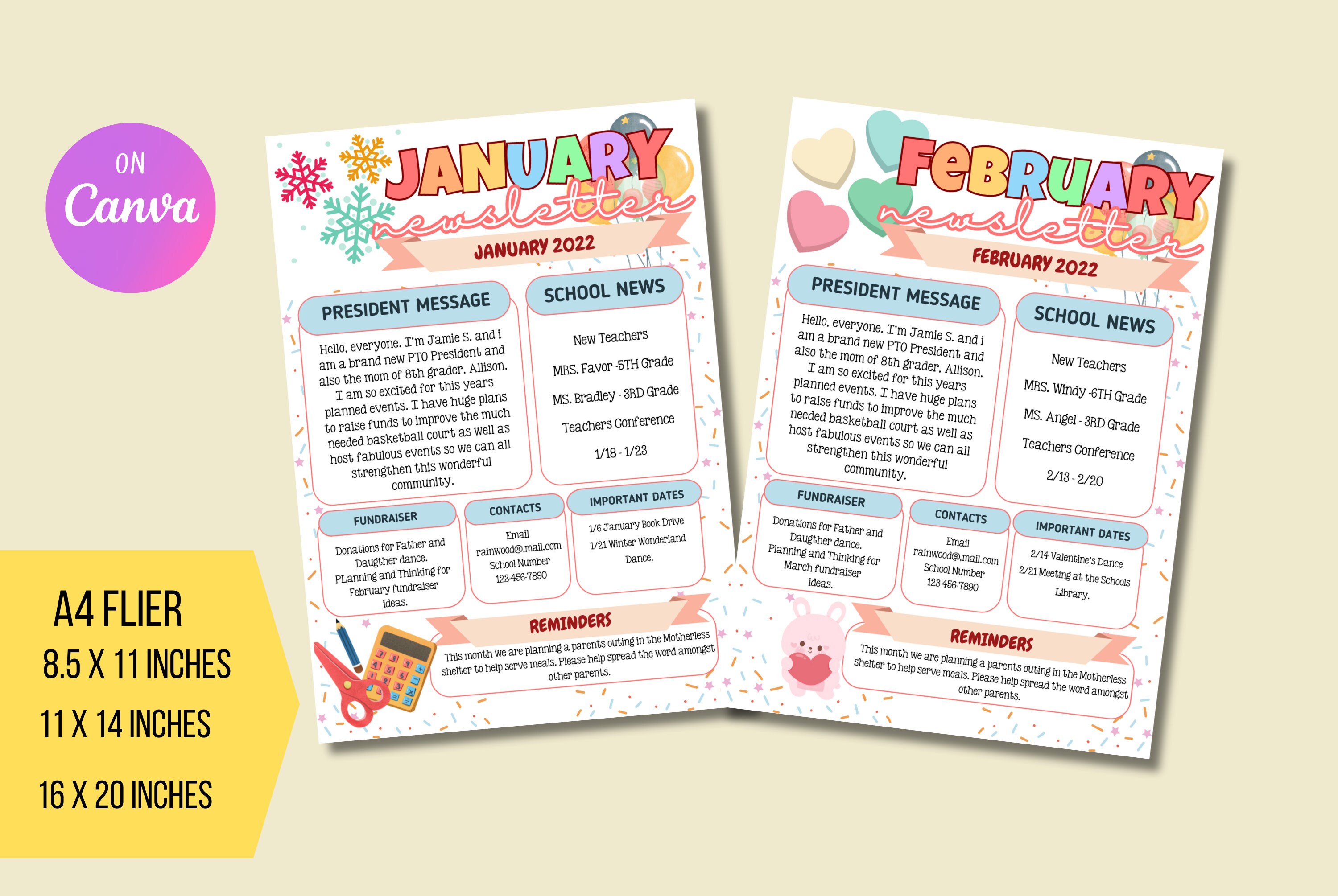 EDITABLE Monthly Newsletter Template Set Classroom Printable - Etsy
