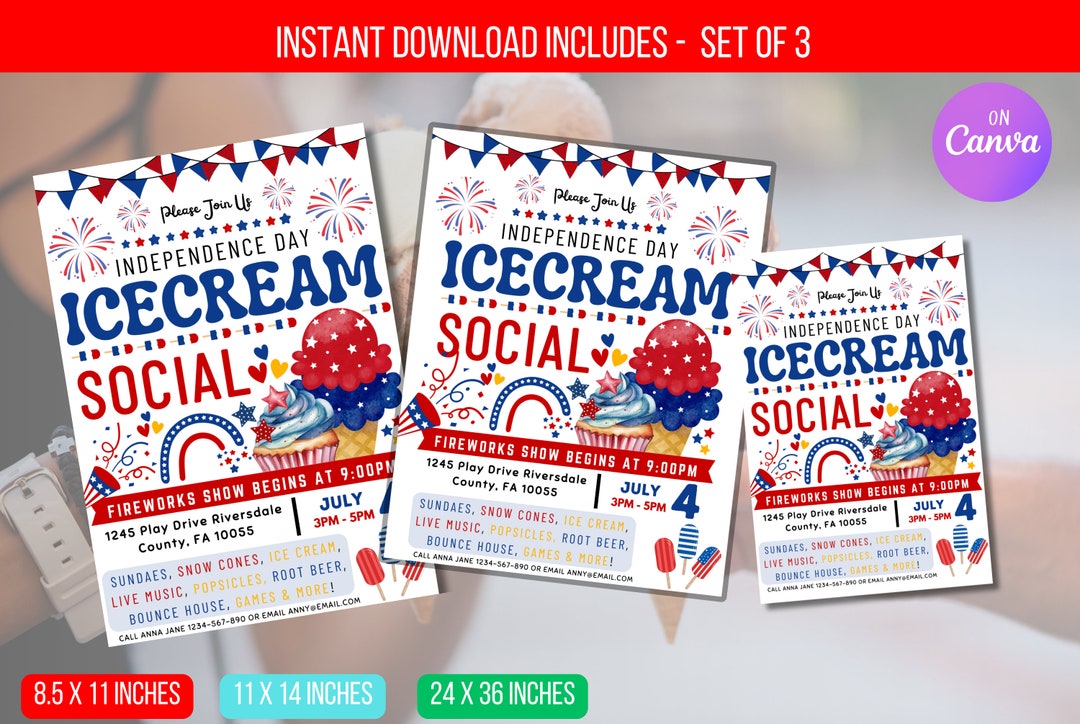 EDITABLE Ice Cream Social Flyer, School Appreciation Week Ice Cream ...