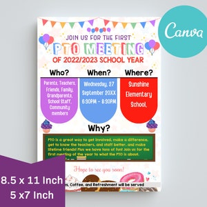 Printable/editable PTO PTA Meeting Flyer, School PTO Meeting Flyer ...