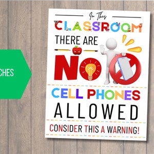 EDITABLE No Cellphones Allowed Wall Sign Classroom Poster, Classroom ...