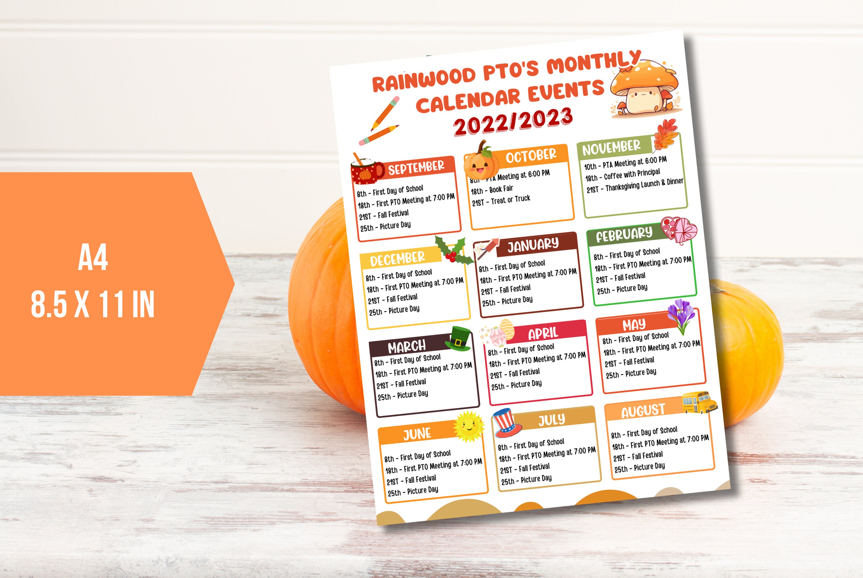 EDITABLE FALL Monthly Calendar of Events Flyer Template Year - Etsy