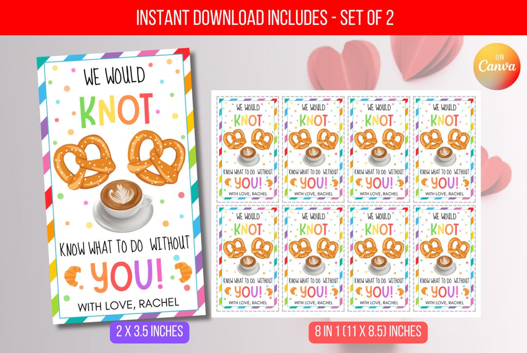 EDITABLE Pretzel Teacher School Staff Appreciation Tags, School Would ...