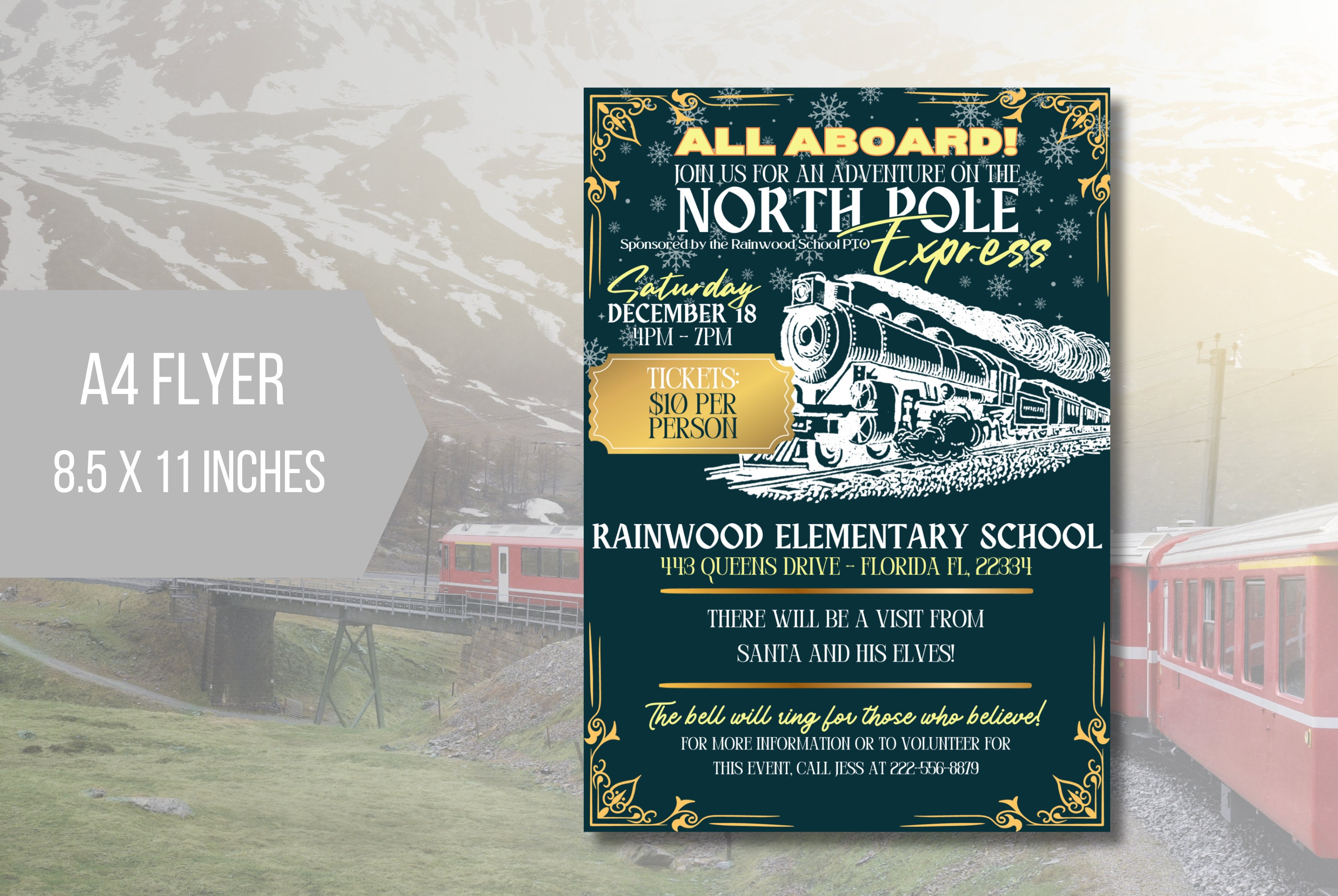 EDITABLE Northpole Express Train Flyer With Ticket Santa - Etsy