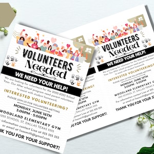 EDITABLE Volunteer Recruitment Flyer, Printable Handout, School ...