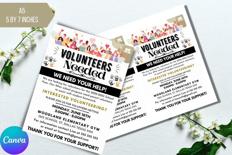EDITABLE Volunteer Recruitment Flyer Printable Handout - Etsy