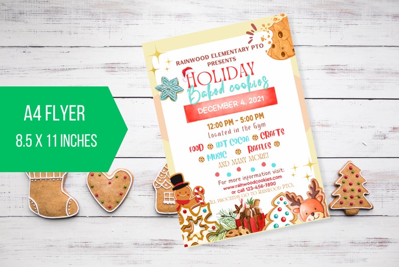 EDITABLE Holiday Baked Cookies Flyer Printable Cookies - Etsy