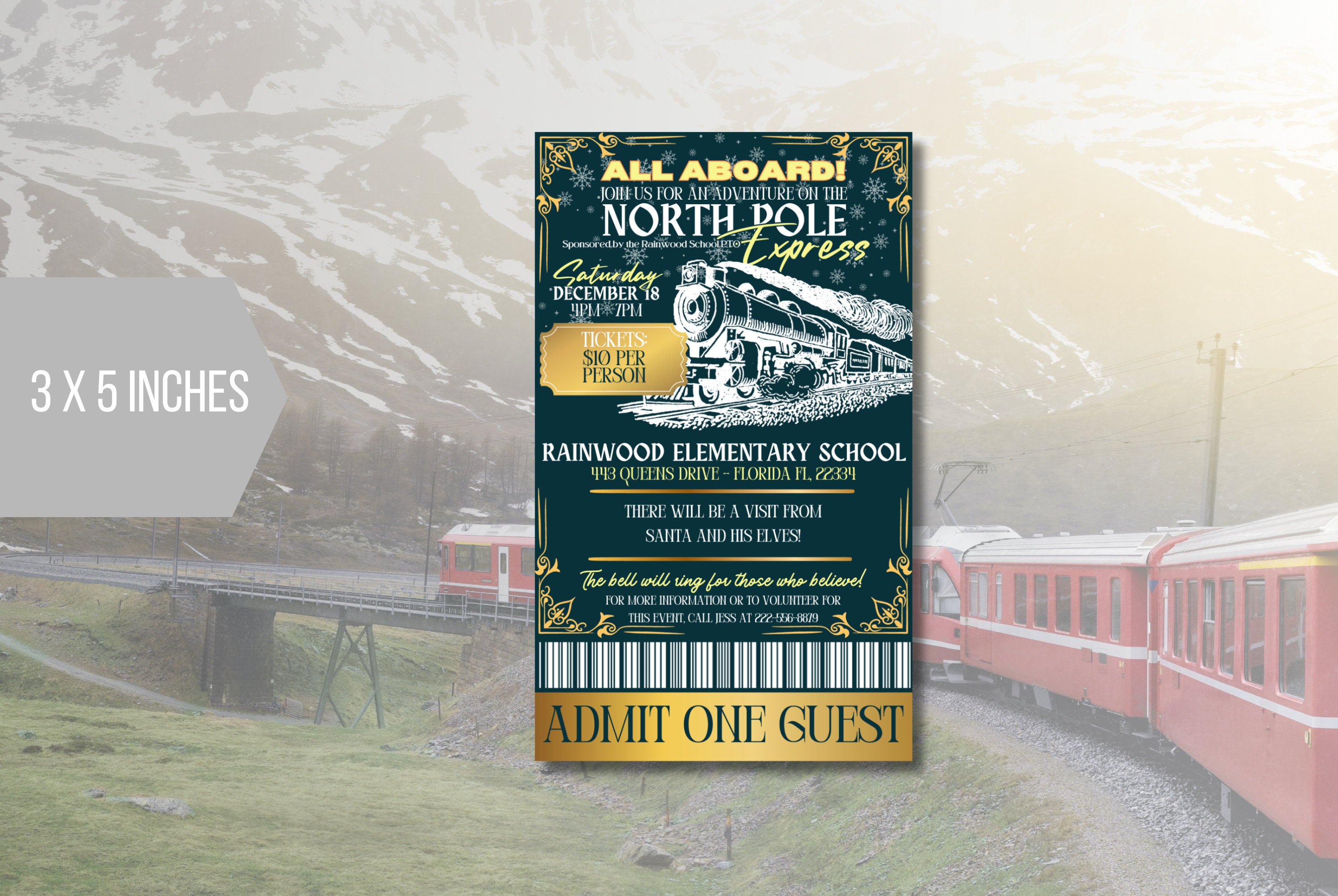 EDITABLE Northpole Express Train Flyer With Ticket Santa - Etsy