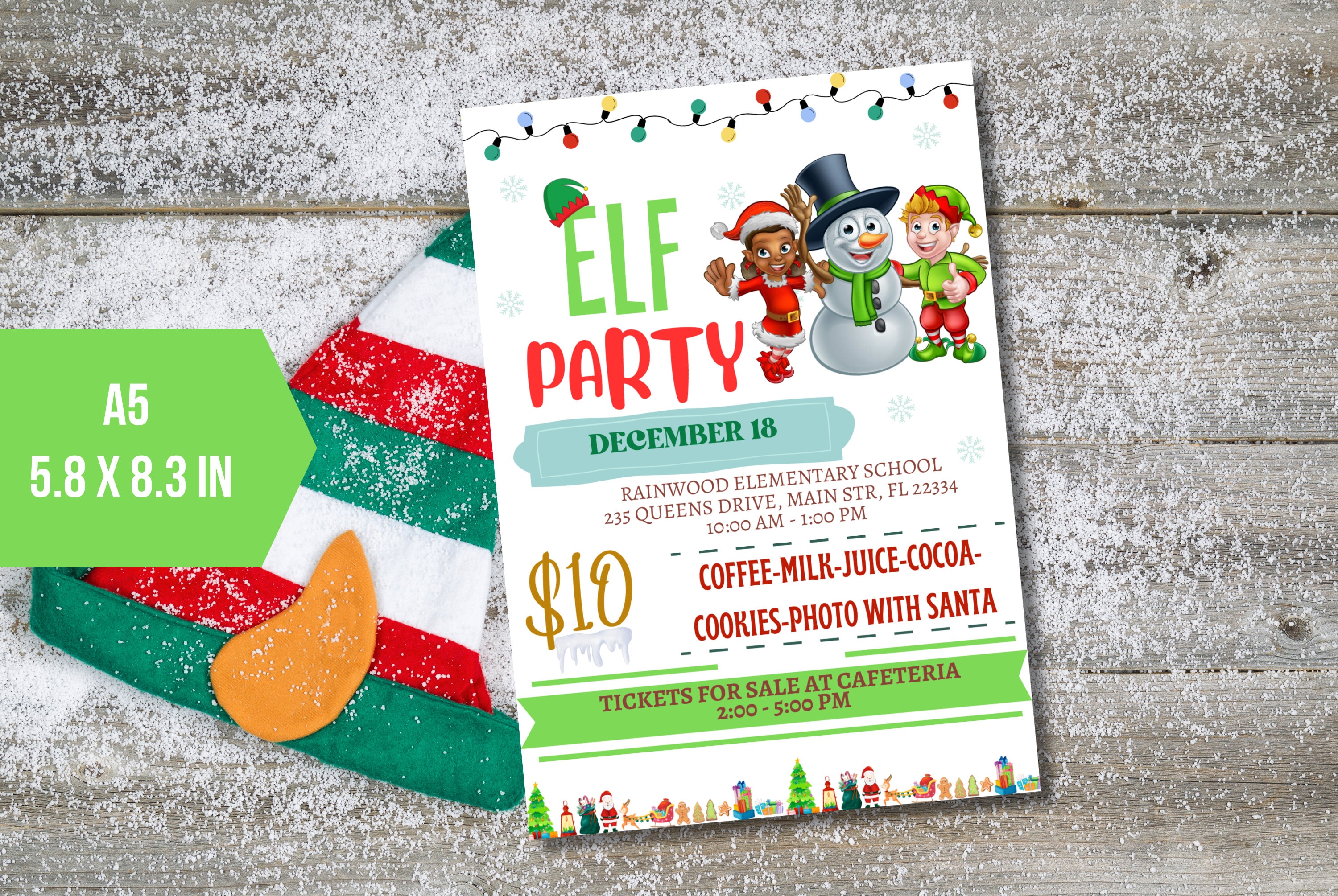 EDITABLE Elf Party Invite Flyer Printable Party Invitation - Etsy