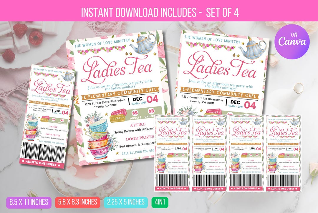 EDITABLE Ladies Tea Event Flyer Printable With Ladies Conference Event ...