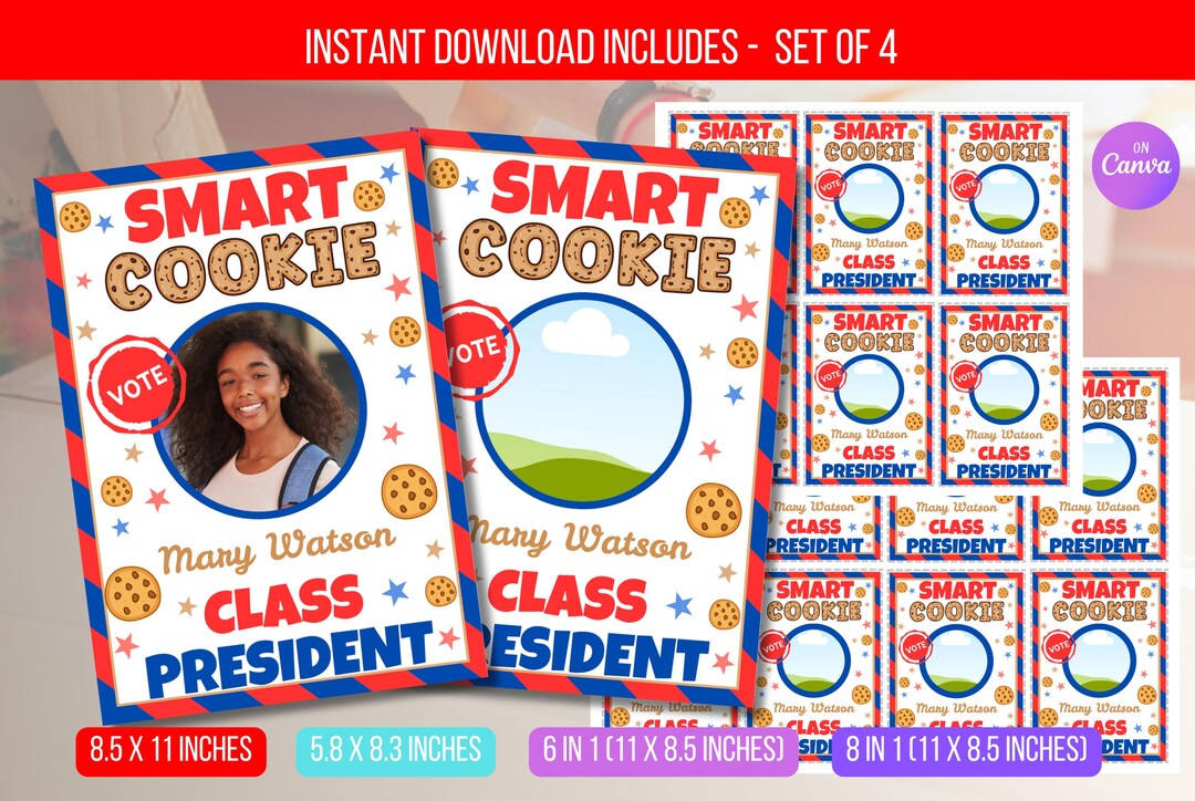 EDITABLE Presidential Campaign Poster, Smartie Cookie Poster, Class ...