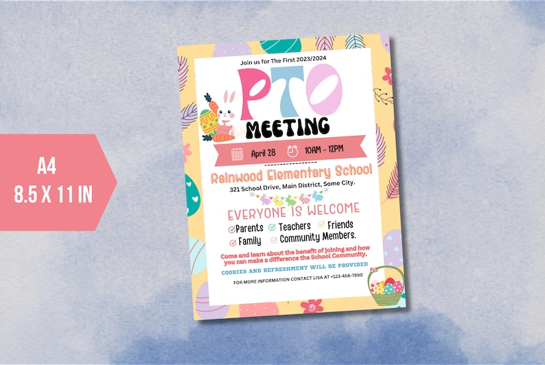 EDITABLE April PTO Meeting Handout Flyer, School Information Meeting ...